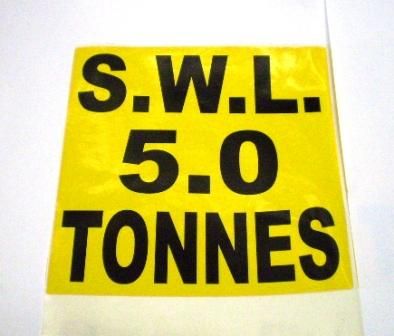 Sticker. 5ton Safe Work Load SWL000050 | Labels & Signage Spare Parts ...